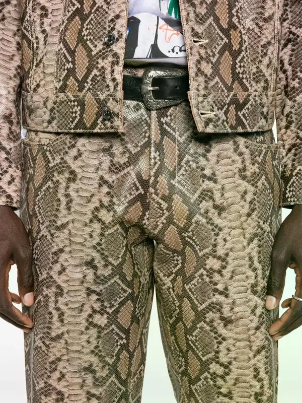 MIDNIGHT RODEO 1968 Snakeskin Print Trousers - Brown