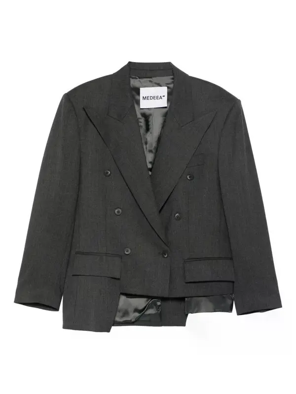 MEDEEA Trapezoid Asymmetrical Blazer - Grey