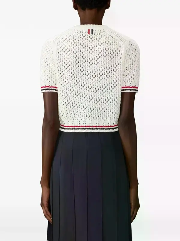 Thom Browne Cotton Pointelle Knit Dog Motif Tee - White