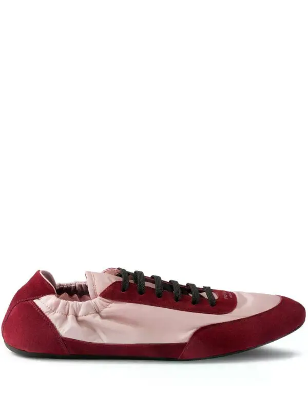 Prada Suede-panel Lace-up Sneakers - Red
