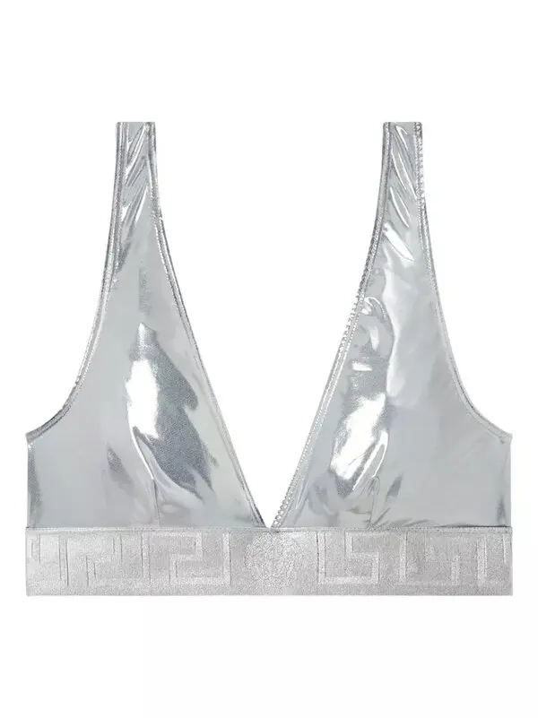 Versace Metallic Bikini Top - Silver