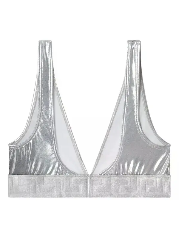 Versace Metallic Bikini Top - Silver