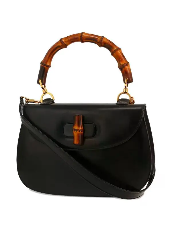 Gucci 1990's Bamboo Tote Bag - Black