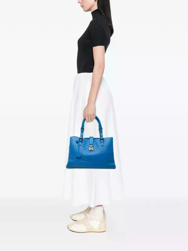 Bottega Veneta Woven Nappa Leather Roma Tote Bag - Blue