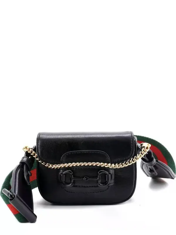 Gucci Horsebit 1955 Flap Wallet With Strap - Black