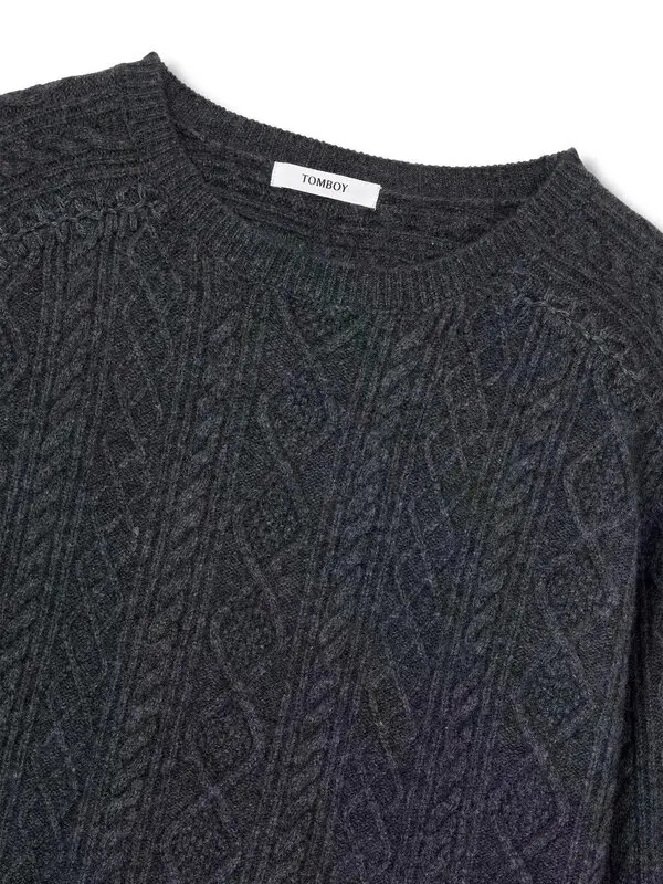 STUDIO TOMBOY Cable Knit Round Neck Sweater