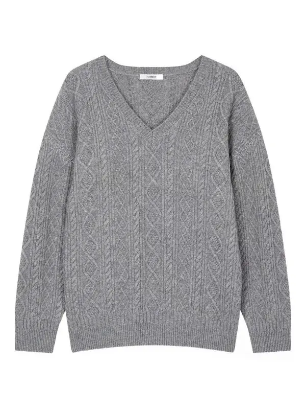 STUDIO TOMBOY Cable Knit V-neck Sweater