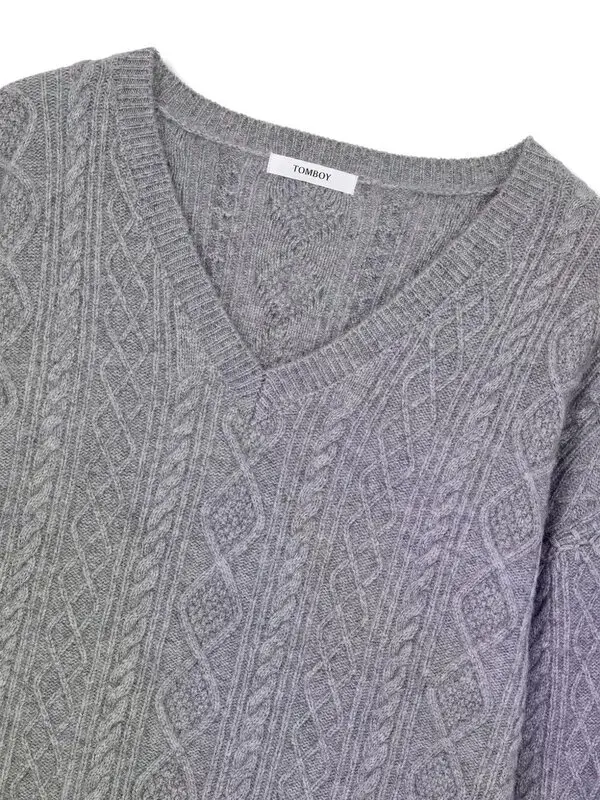 STUDIO TOMBOY Cable Knit V-neck Sweater