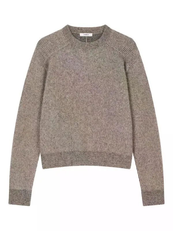 STUDIO TOMBOY Round Neck Striped Knit Sweater