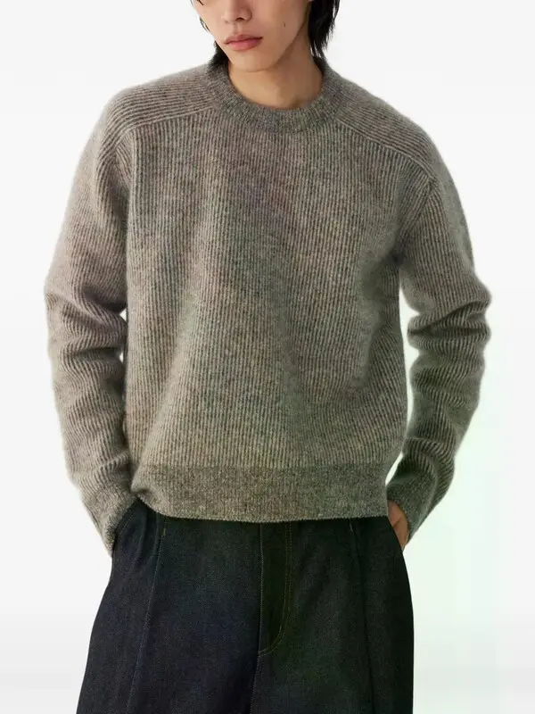 STUDIO TOMBOY Round Neck Striped Knit Sweater