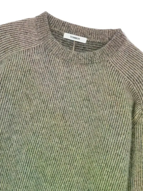 STUDIO TOMBOY Round Neck Striped Knit Sweater