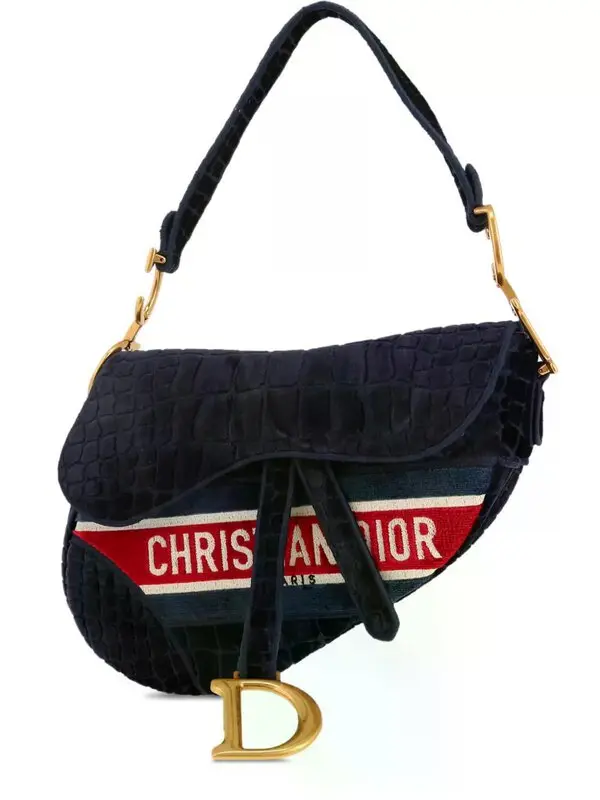 Dior Saddle Velvet Shoulder Bag - Blue