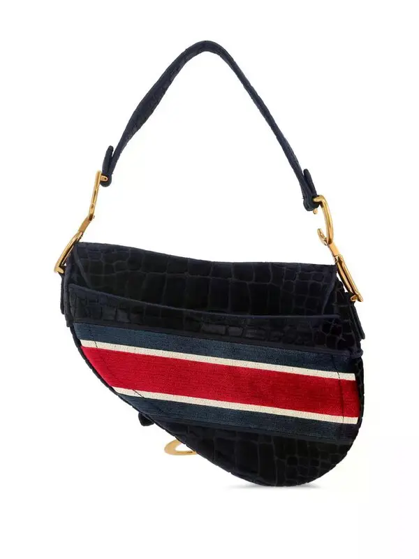 Dior Saddle Velvet Shoulder Bag - Blue