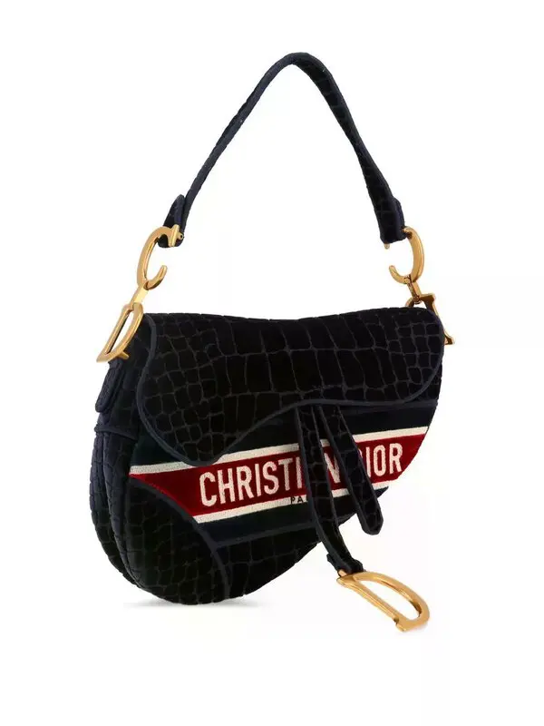 Dior Saddle Velvet Shoulder Bag - Blue
