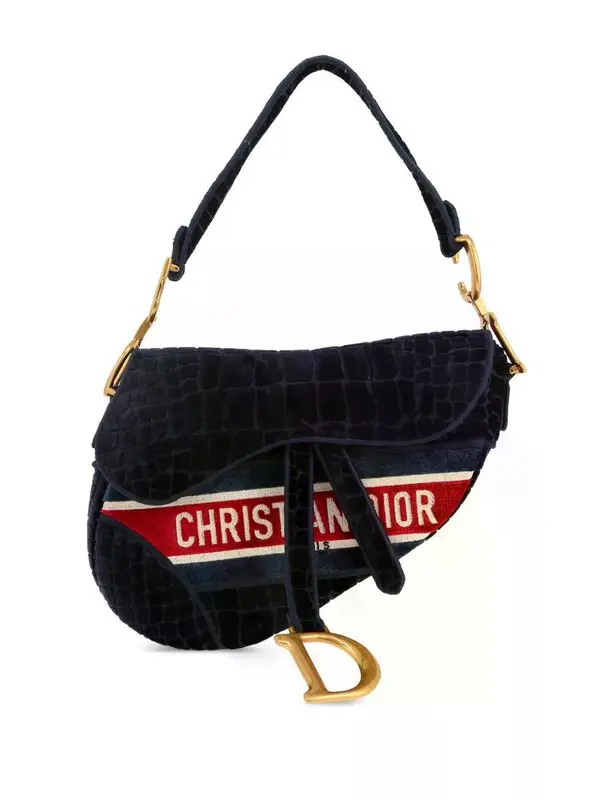 Dior Saddle Velvet Shoulder Bag - Blue