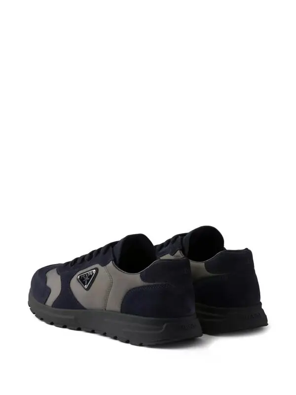 Prada Suede And Re-nylon Lace-up Sneakers - Blue
