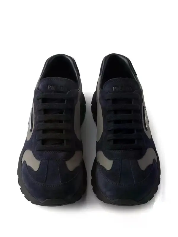 Prada Suede And Re-nylon Lace-up Sneakers - Blue