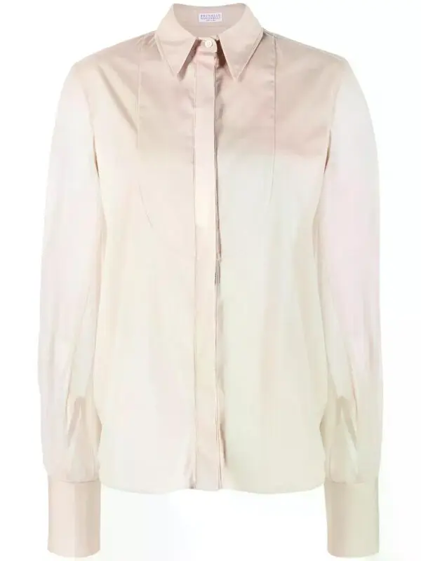 Brunello Cucinelli Semi-sheer Long-sleeve Blouse
