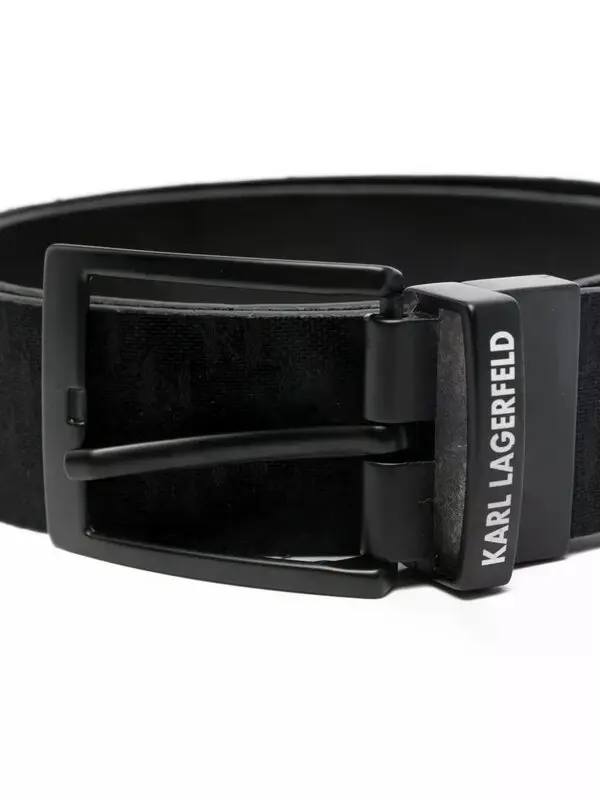 Karl Lagerfeld Logo Buckle Belt - Black