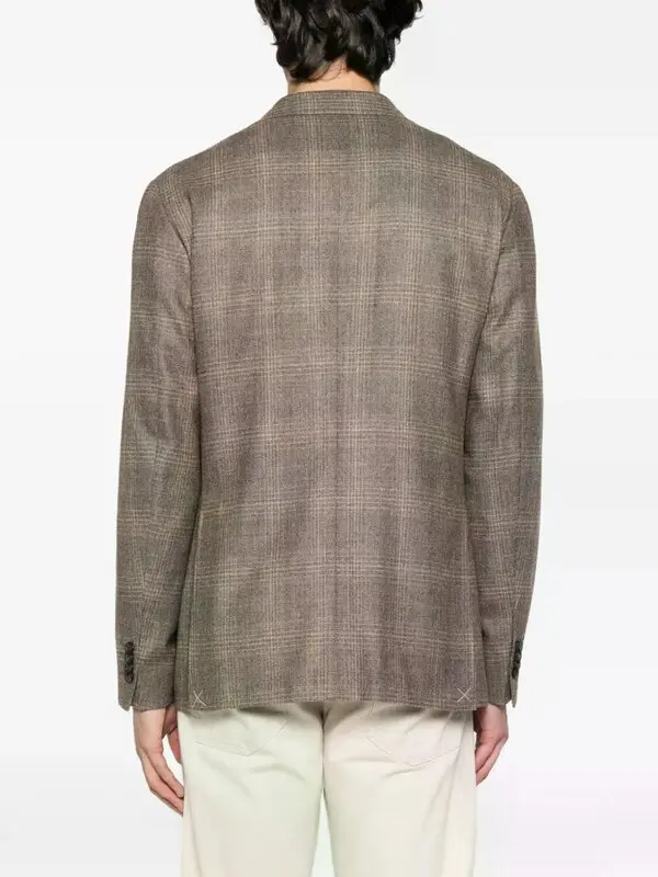 Canali Checked Wool Blazer - Brown