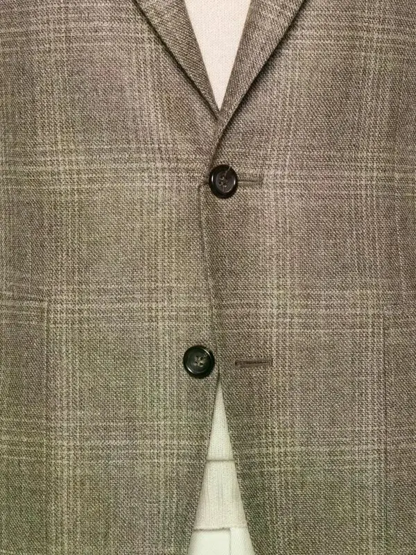 Canali Checked Wool Blazer - Brown