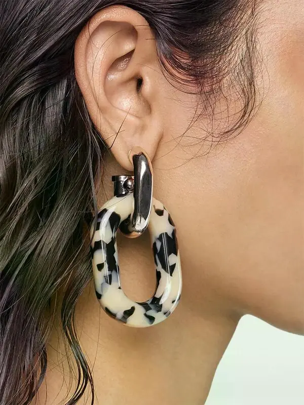 Rabanne Xl Link Patterned Earrings - Silver