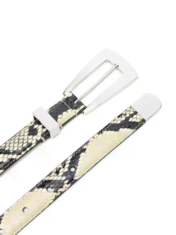 Khaite Lucca Snakeskin-print Buckle Belt - Neutrals