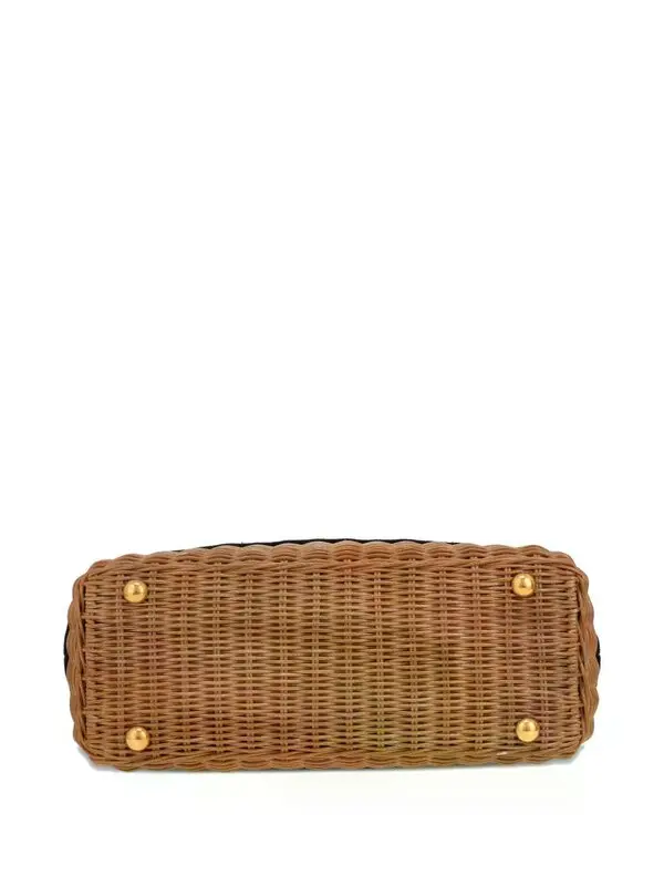 Dior 2021 Wicker And Canvas Tote Bag