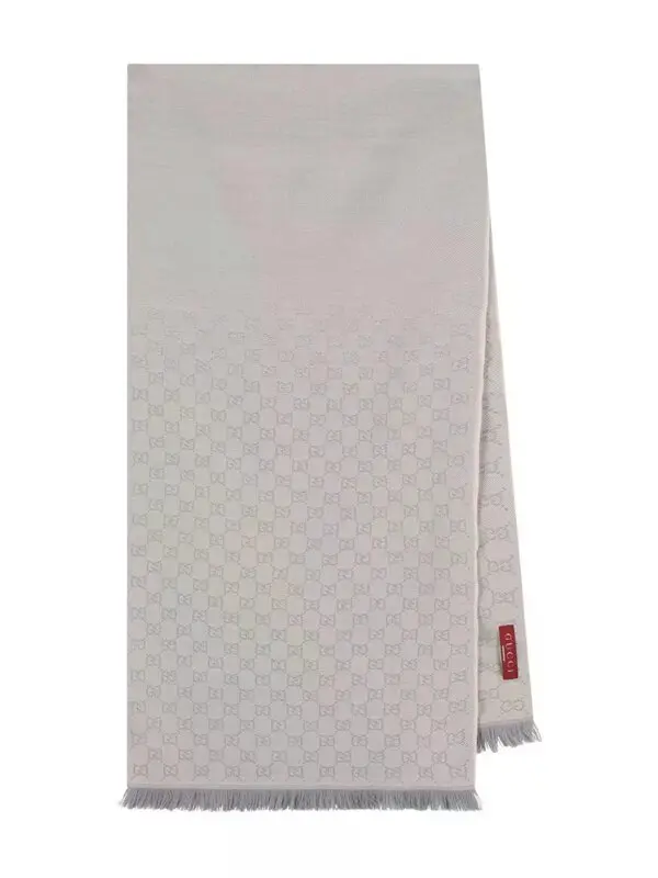 Gucci Gg Fringed Scarf - Grey