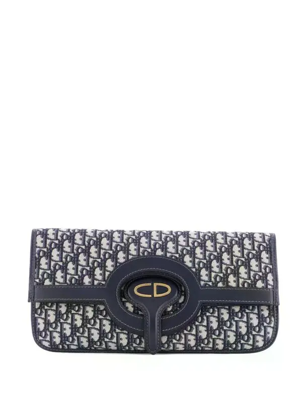 Dior Fold Over Oblique Canvas Clutch Bag