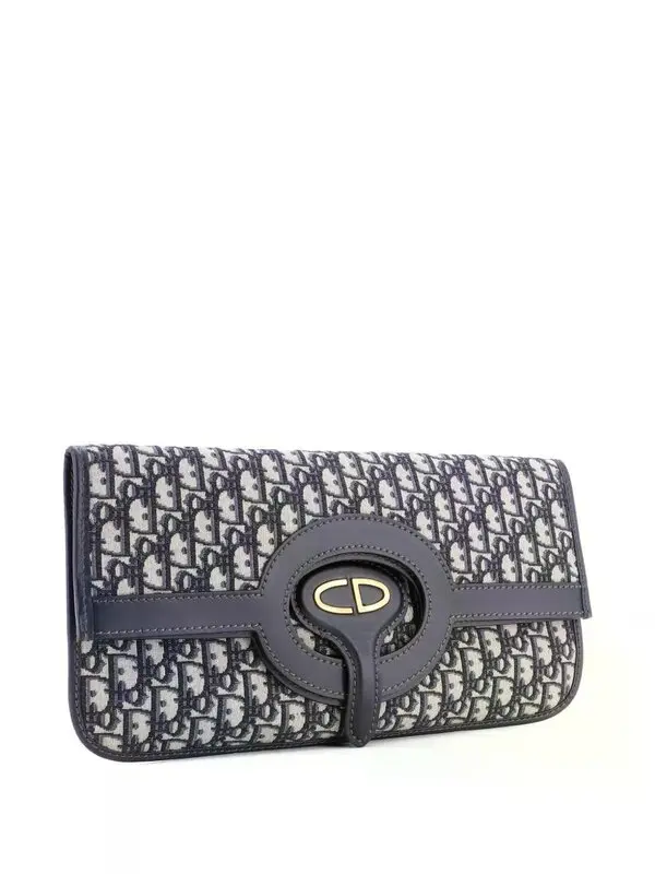 Dior Fold Over Oblique Canvas Clutch Bag