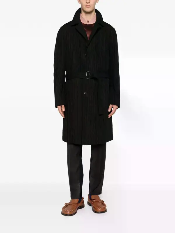 ROMEO GIGLI 1990s Striped Belted Coat
