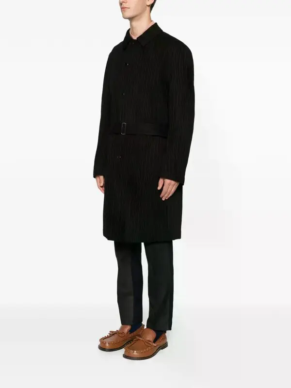 ROMEO GIGLI 1990s Striped Belted Coat