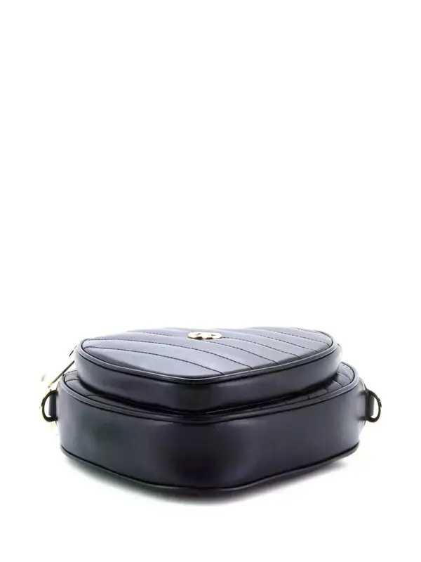 Gucci Interlocking G Heart Diagonal Quilted Leather Mini Shoulder Bag - Black
