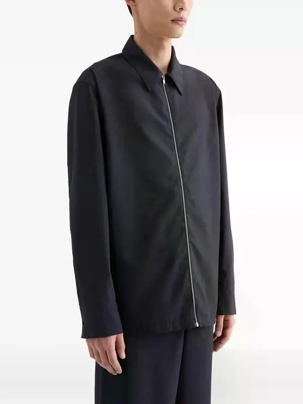 JIL SANDER Zip Long-sleeve Wool Shirt - Blue