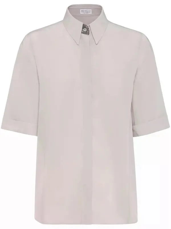 Brunello Cucinelli Monili Bead-embellished Silk Shirt