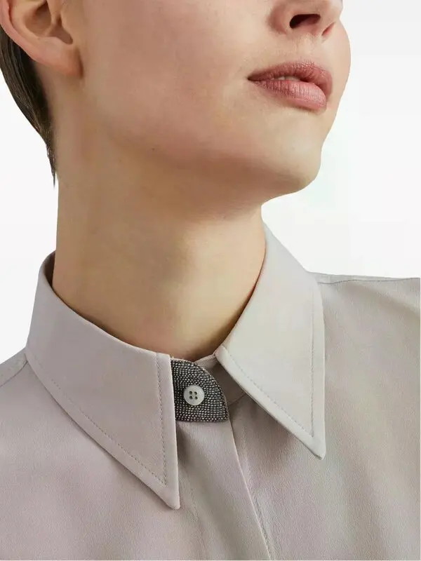 Brunello Cucinelli Monili Bead-embellished Silk Shirt