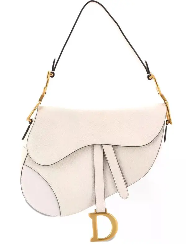 Dior Saddle Handbag Leather Shoulder Bag - White