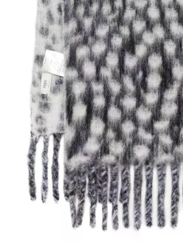 Fendi Dot-pattern Fringed Scarf