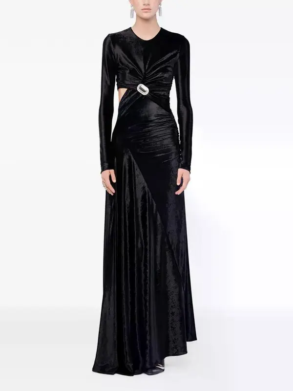 Rabanne Draped Velvet Maxi Dress
