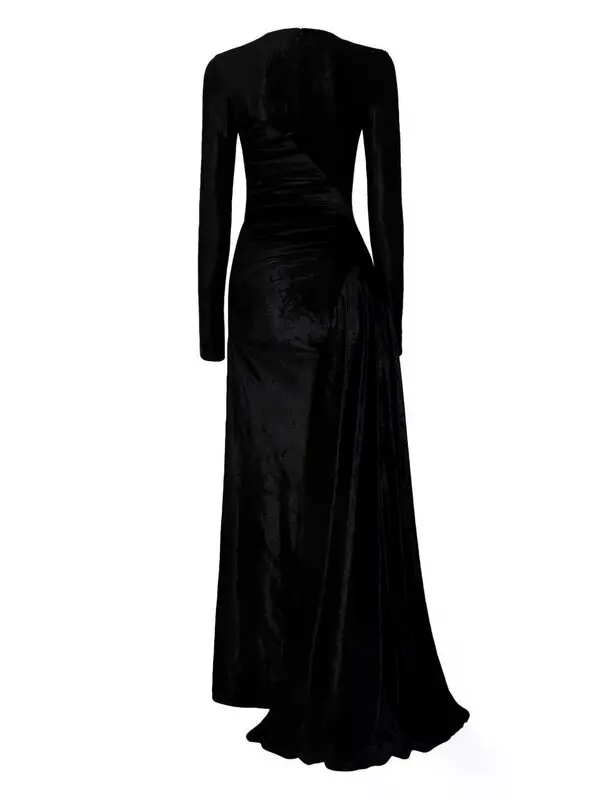 Rabanne Draped Velvet Maxi Dress