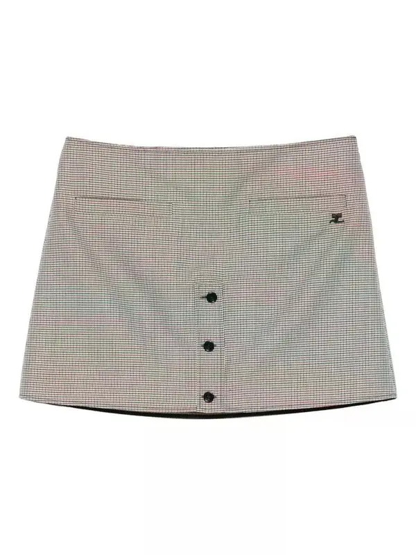 COURREGES Plaid Button Skirt - Neutrals
