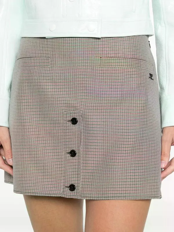 COURREGES Plaid Button Skirt - Neutrals