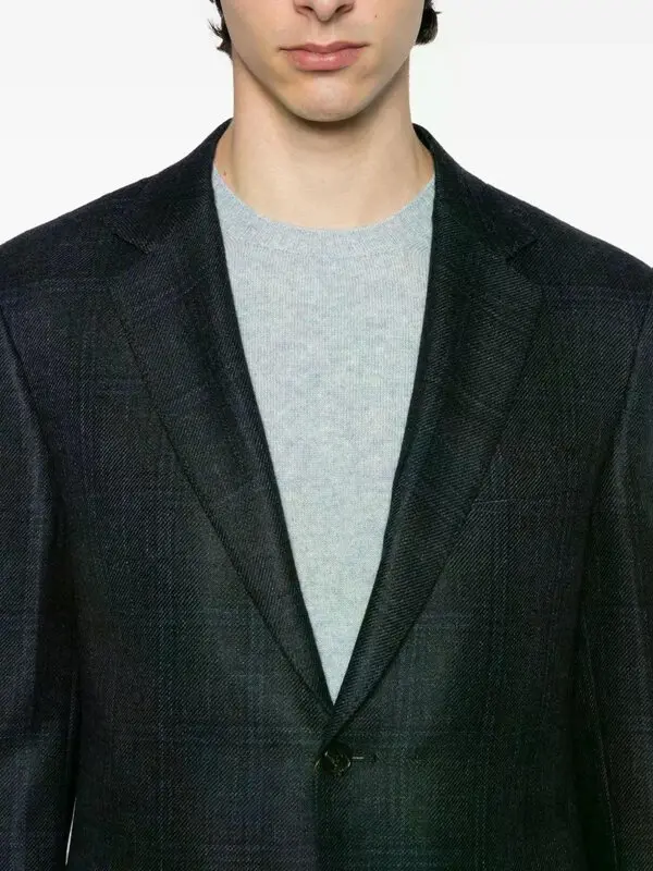 Canali Checked Two-button Blazer - Blue