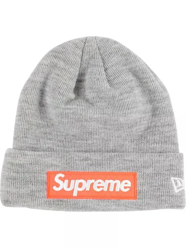 Supreme New Era Box Logo Beanie - Grey