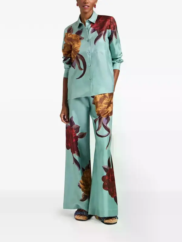 La DoubleJ Floral Palazzo Trousers - Blue