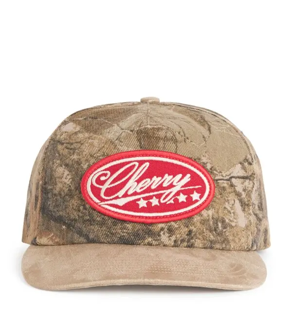 CHERRY LOS ANGELES Canvas Camouflage Print Logo Baseball Cap - Green