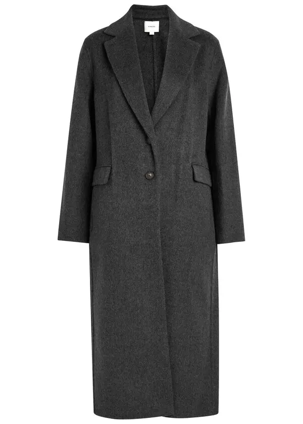 Vince Single-breasted Wool-blend Coat - Dark Grey