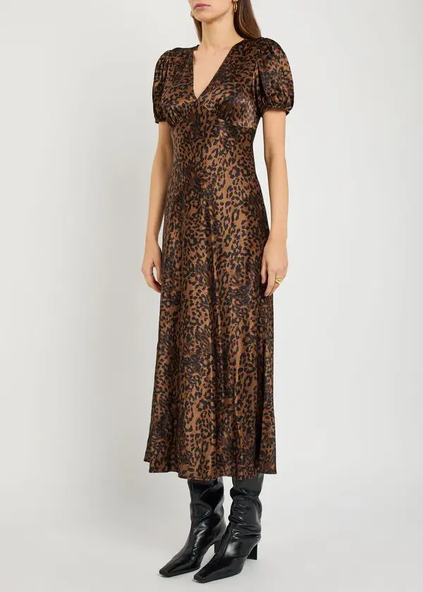 Rails Junia Leopard-print Satin Midi Dress - Multicoloured