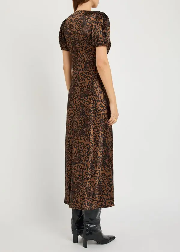 Rails Junia Leopard-print Satin Midi Dress - Multicoloured